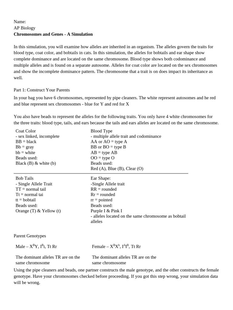 Chromosomes_and_Genes_-_A_Simulation | PDF | Dominance (Genetics ...