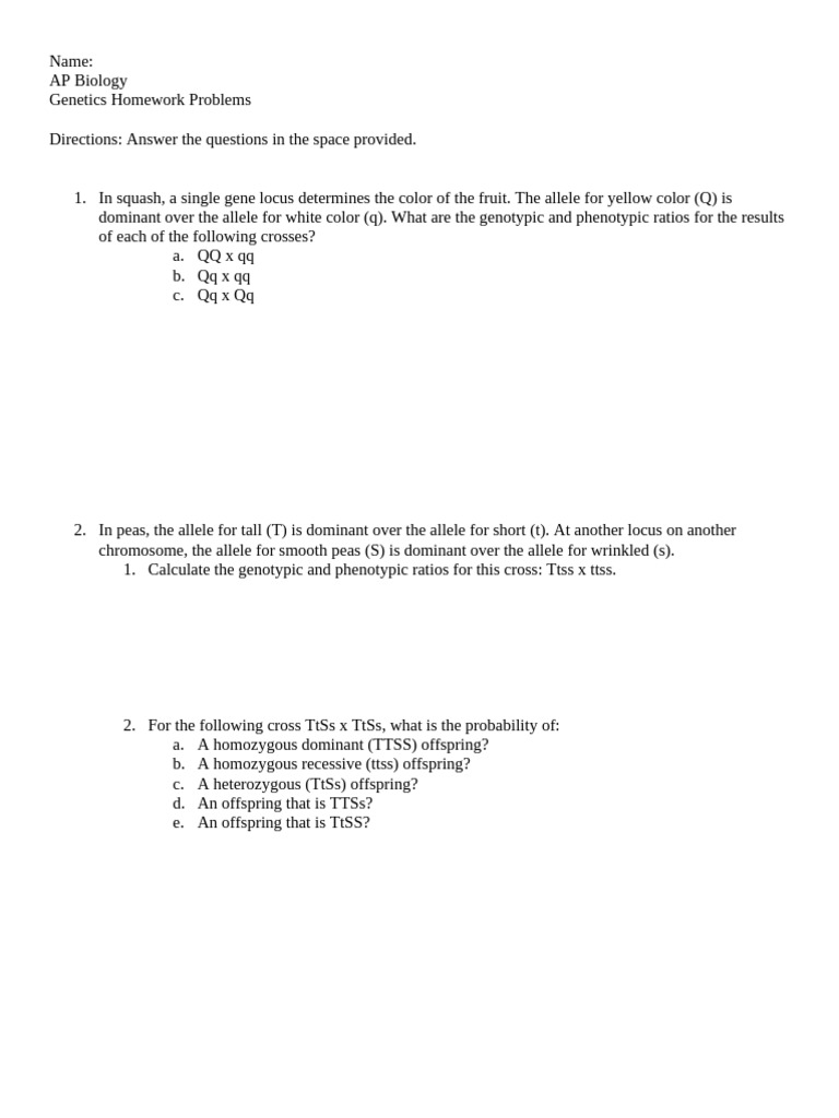Genetics Problem Homework | PDF