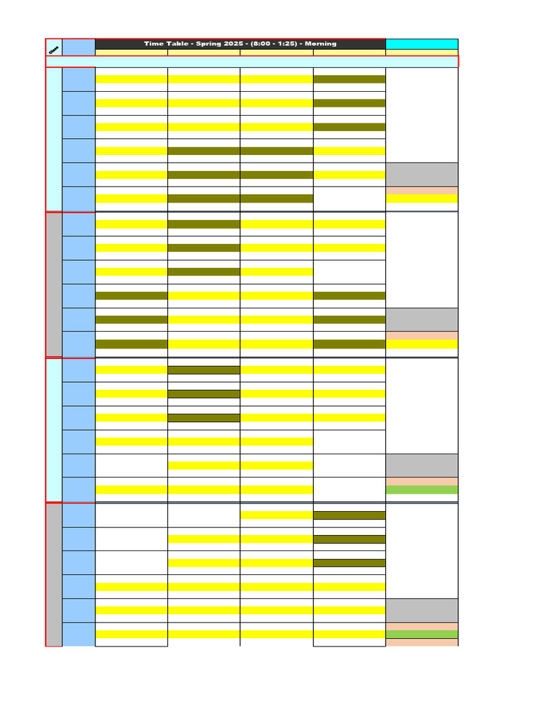 Time Table - BSCS Morning - Spring 2025-1 | PDF | Data | Computing