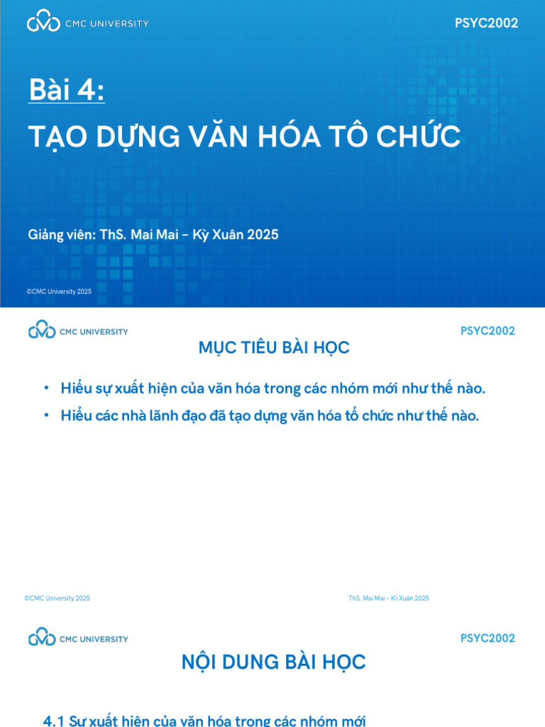 PSYC2002 - VHDN - Bài 4 - T o D NG Văn Hóa T CH C | PDF