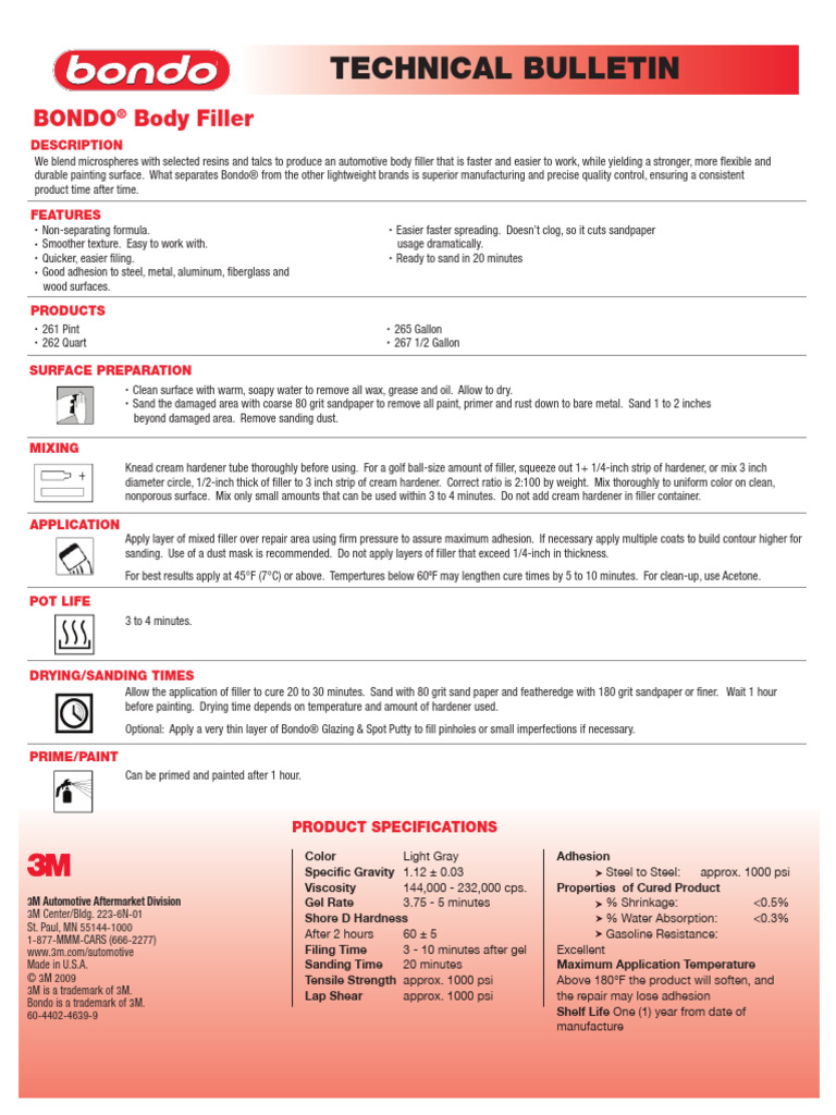 Instrucciones para Bondo® Body Filler | PDF