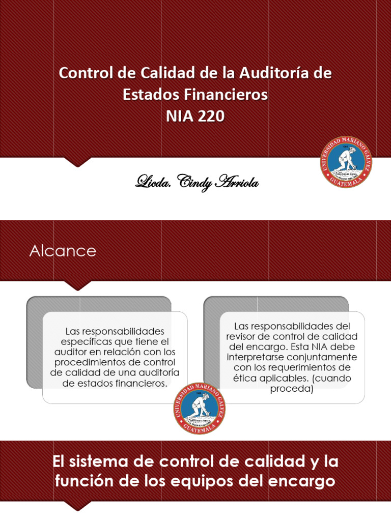 Presentación NIA 220 | PDF | Auditoría | Contralor