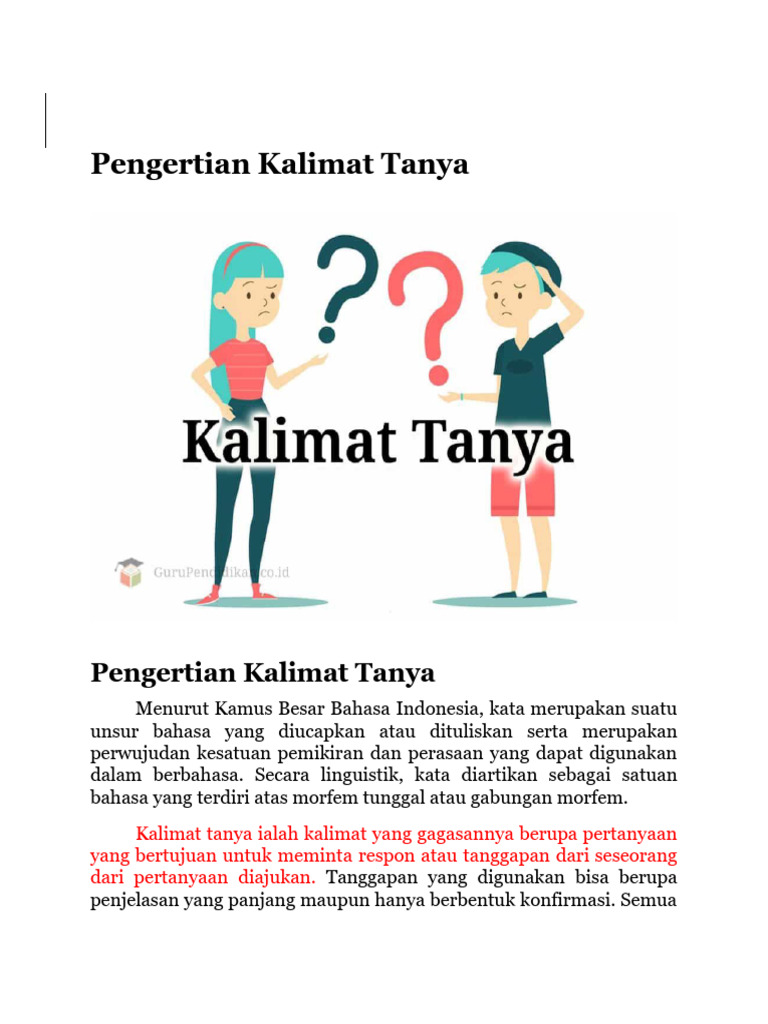Pengertian dan Jenis Kalimat Tanya | PDF