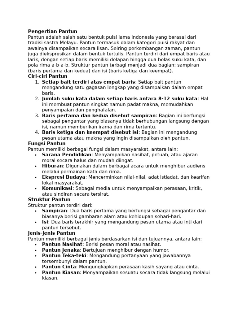 Pengertian dan Fungsi Pantun | PDF