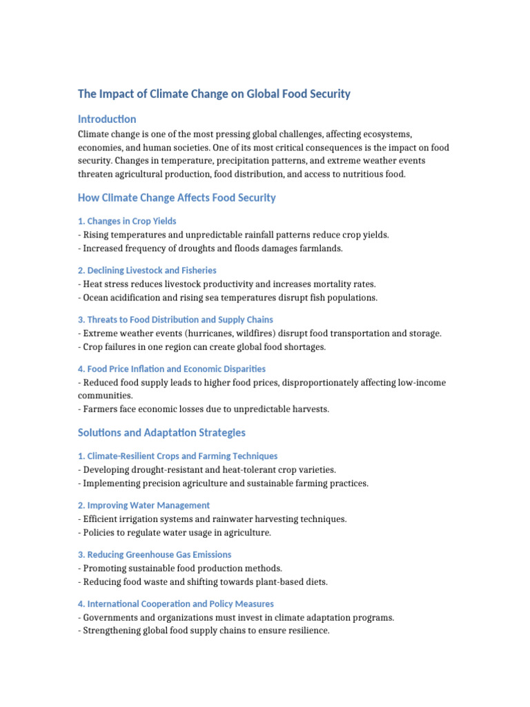 Climate Change and Food Security | PDF