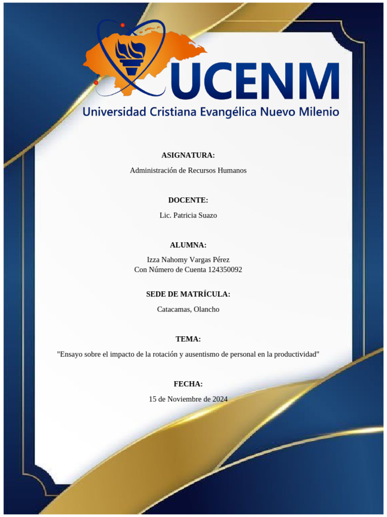 Ensayo Sobre El Impacto de La Rotacion (Nahomy | PDF | Volumen de negocios (empleo) | Business