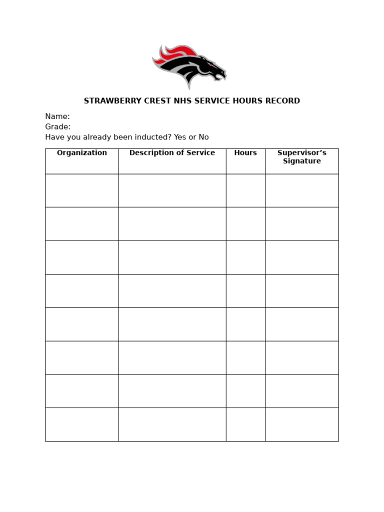 NHS Service Hours Form-2 | PDF