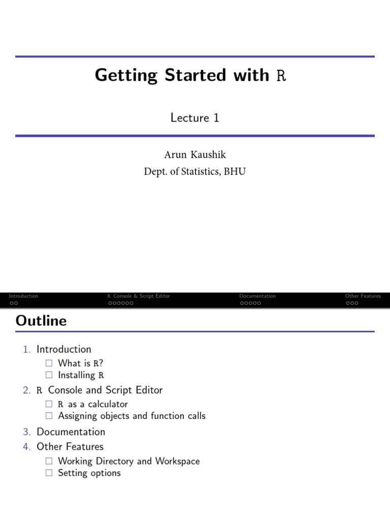 R-Lecture 1 Getting Started With R | PDF | Parameter (Computer Programming) | Function (Mathematics)