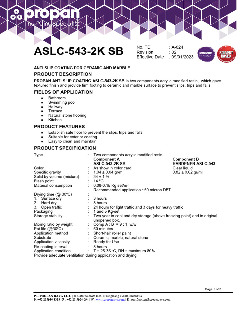 TD-ASLC-543-2K-SB | PDF | Paint | Materials