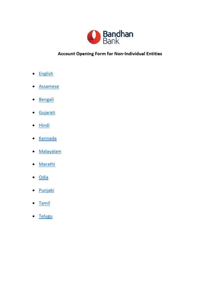 Account Opening Form For Non Individual Entities 210125 | PDF