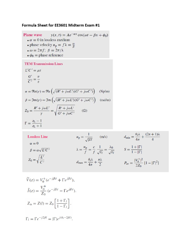 2023 Midterm1 Formula | PDF