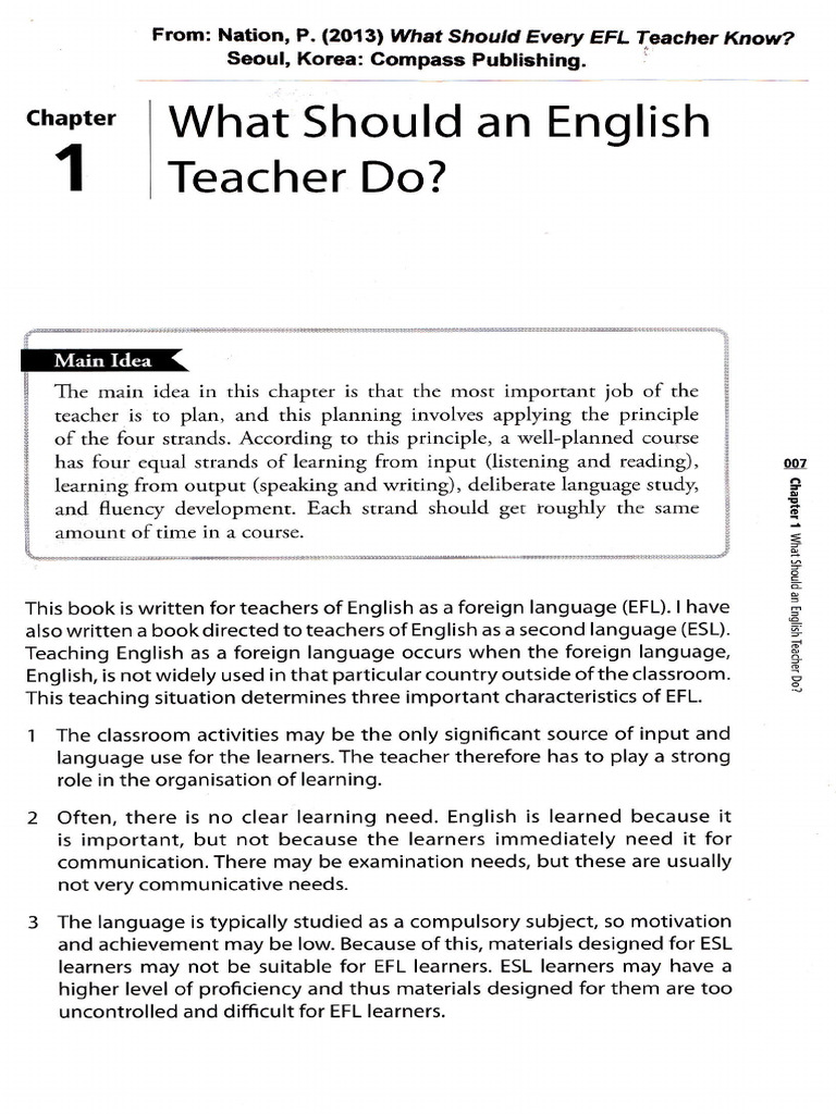 WhatShouldAnEnglishTeacherDo (Nation2013) | PDF | English As A Second Or Foreign Language | Fluency