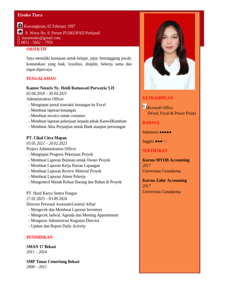 CV Etsuko Tiara | PDF