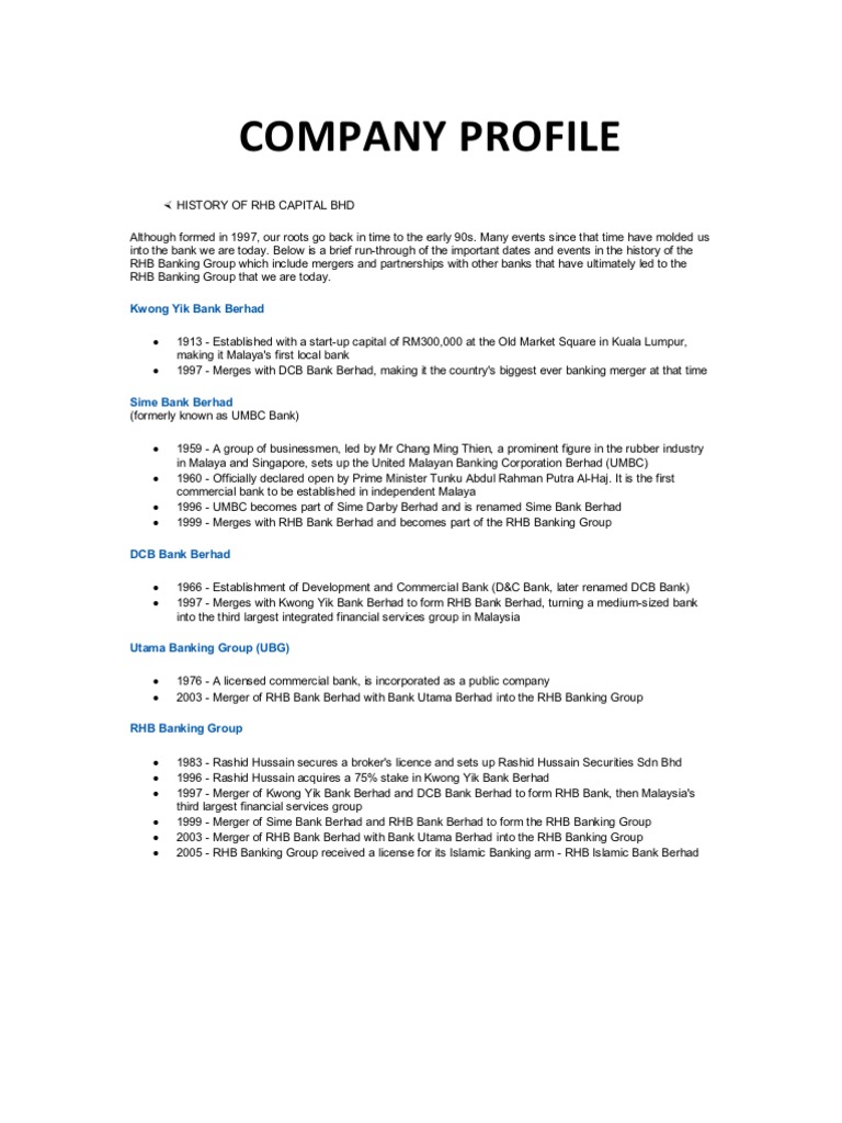 History of RHB Capital BHD | PDF | Economic Institutions | Service ...