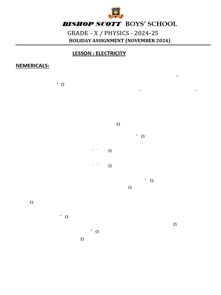 10 Physics - HHW - (Manoranjan Sir) | PDF | Series And Parallel Circuits | Voltage