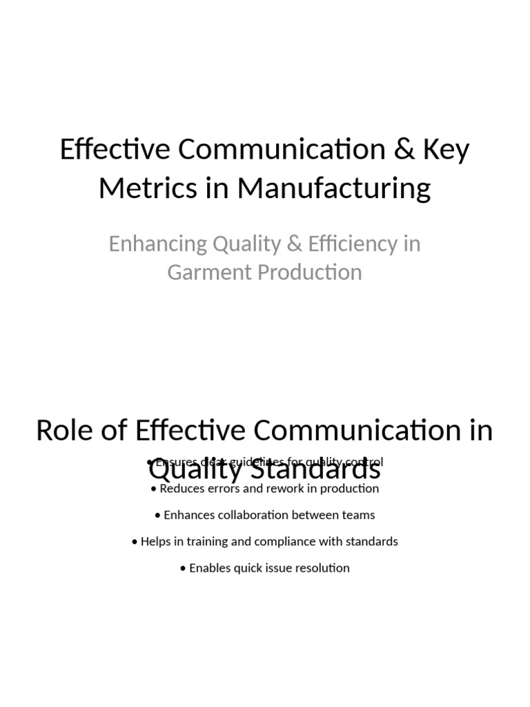 Effective Communication Manufacturing | PDF