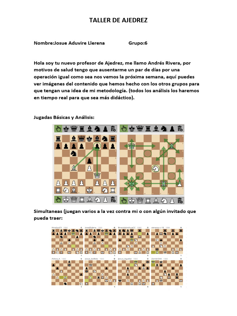 Josue Aduvire Tarea Ajedrez | PDF | Aperturas de ajedrez | Ajedrez