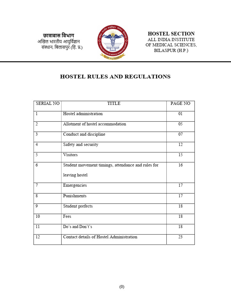 Hostel Rules & Regulations Ver. 2.1 | PDF