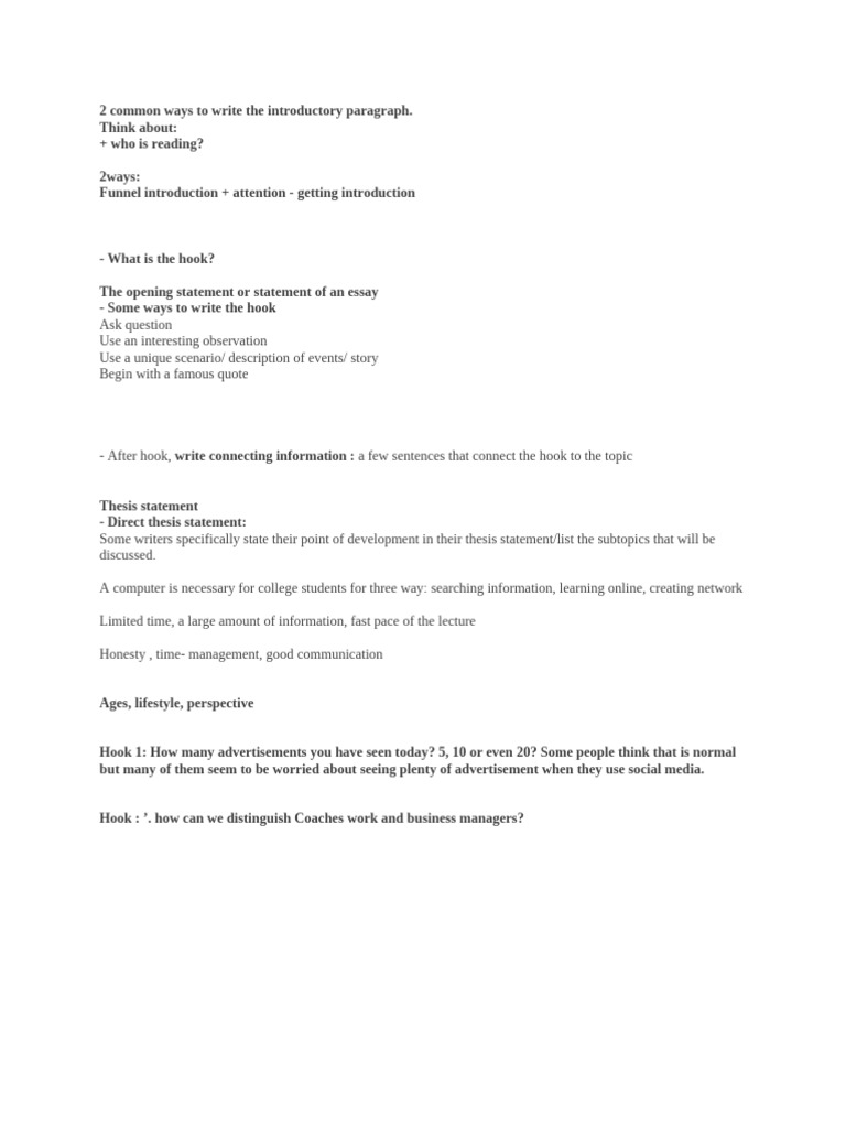 Writing Engaging Essay Introductions | PDF