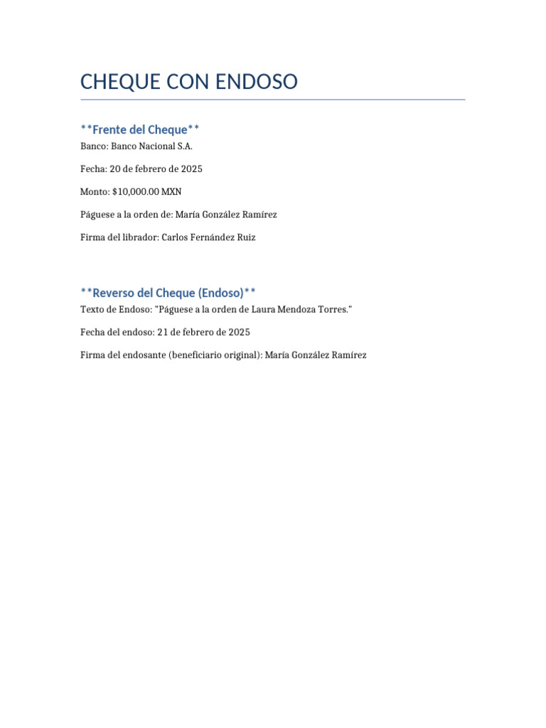 Cheque Con Endoso | PDF