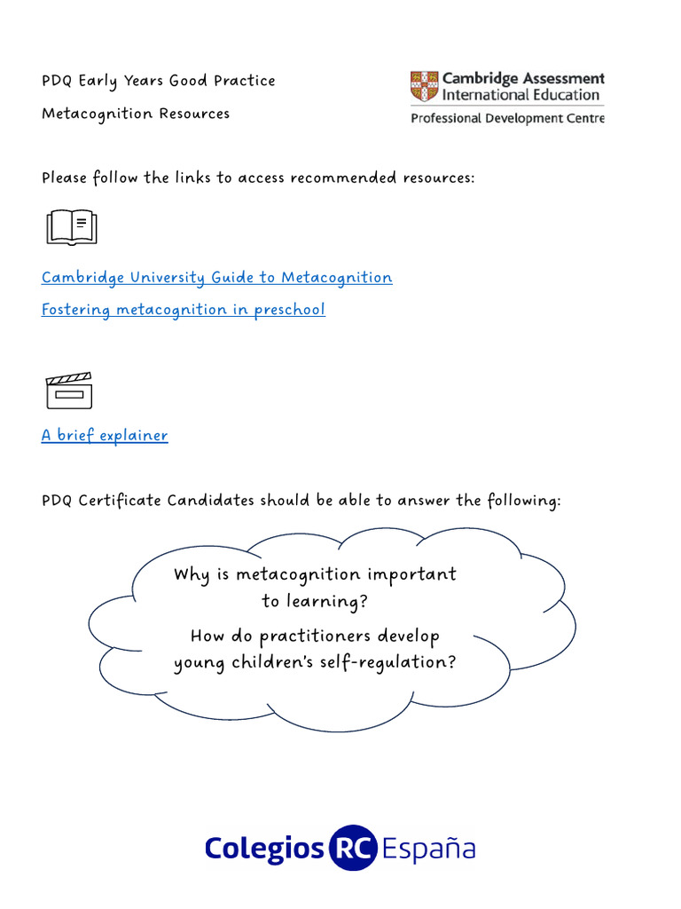 Metacognition Resources | PDF