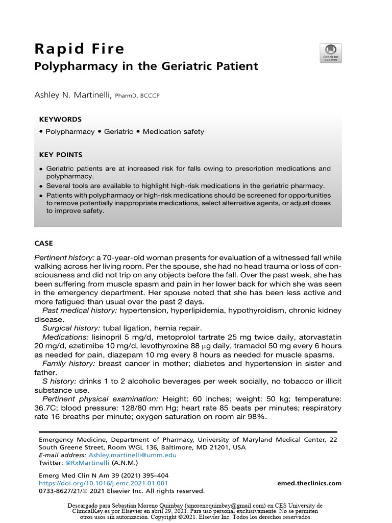 Polypharmacy in The Geriatric Patien | PDF | Geriatrics | Hypertension