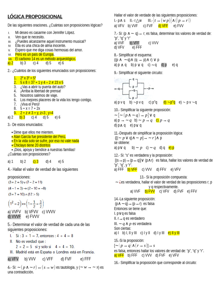 Semana 1 - Lógica Proposicional | PDF | Proposición | Lógica