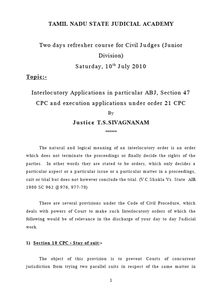 Interlocutory Applications in CPC | PDF