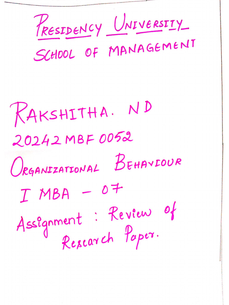 Rakshitha ND - (20242MBF0052) 1MBA Sec-07 - Assignment 1 OB | PDF