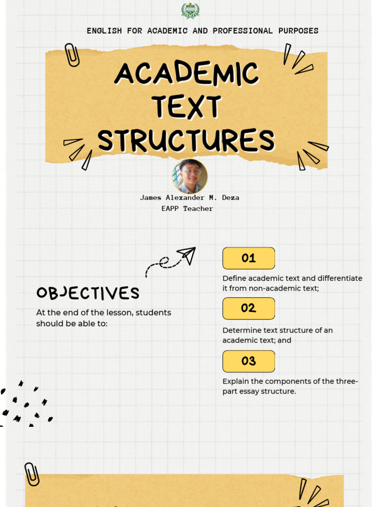 Eapp - Lesson 1 - Academic Text Structure | PDF | Thesis | Essays