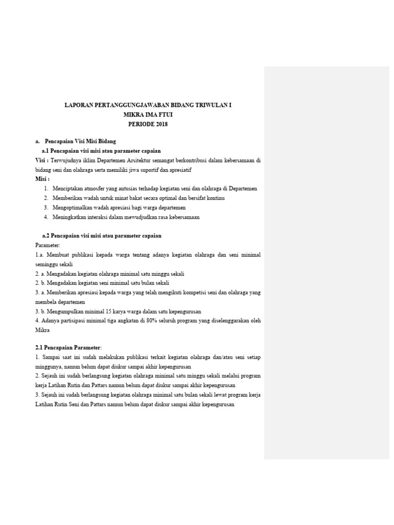 Format LPJ Bidang Organisasi Kampus | PDF