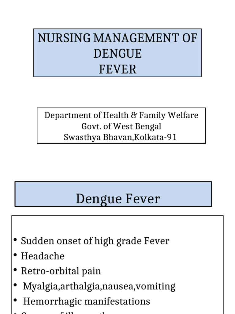 Nursing Management of Dengue Fever | PDF | Bleeding | Diseases And ...