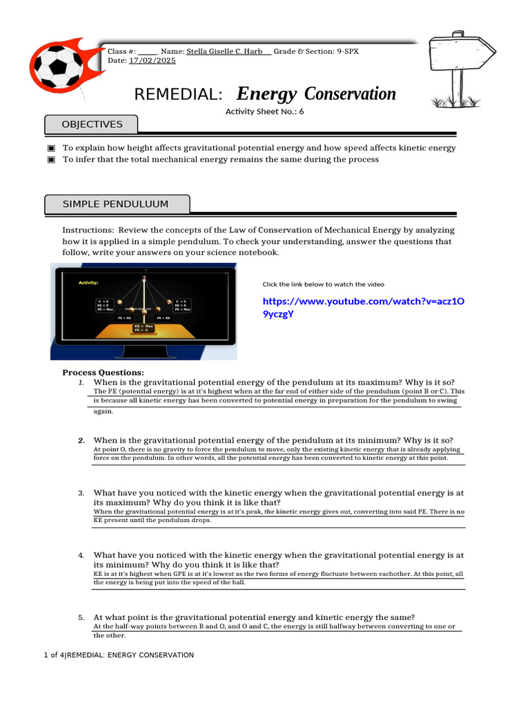 Energy Conservation in Pendulums | PDF | Potential Energy | Force