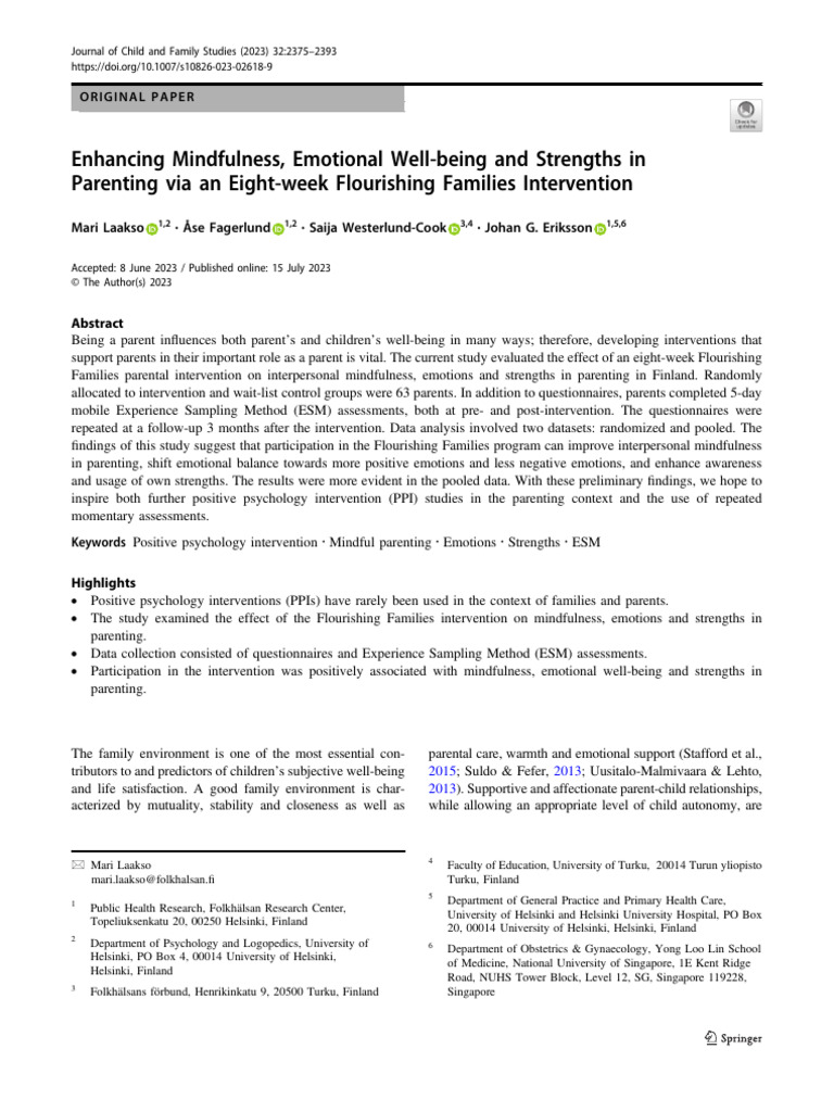 Flourishing Families: Mindful Parenting | PDF | Positive Psychology ...