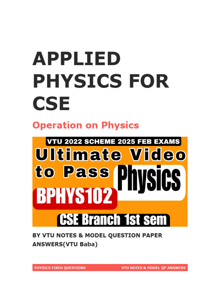 Physics Fixed Questions - This Video PDF | PDF | Superconductivity | Laser
