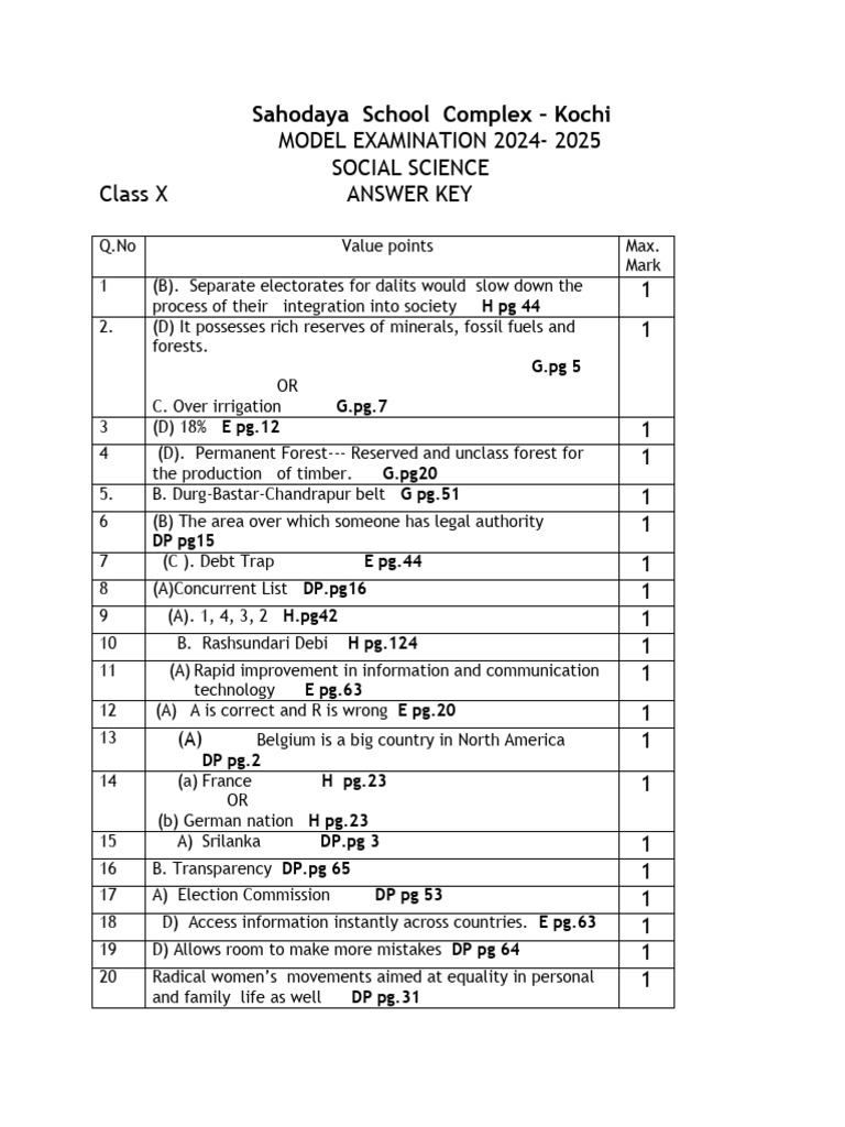 Social Science Answer Key | PDF | Soil | Employment