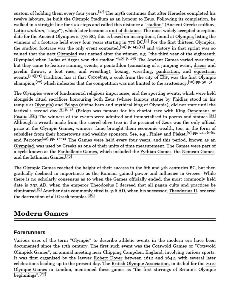 History of the Ancient Olympic Games | PDF | Classical Antiquity ...