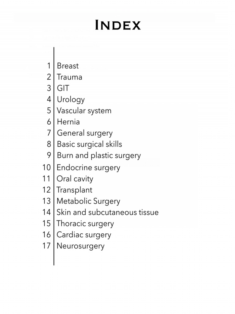 Comprehensive Surgery Topics Guide | PDF | Surgery | Medical Specialties