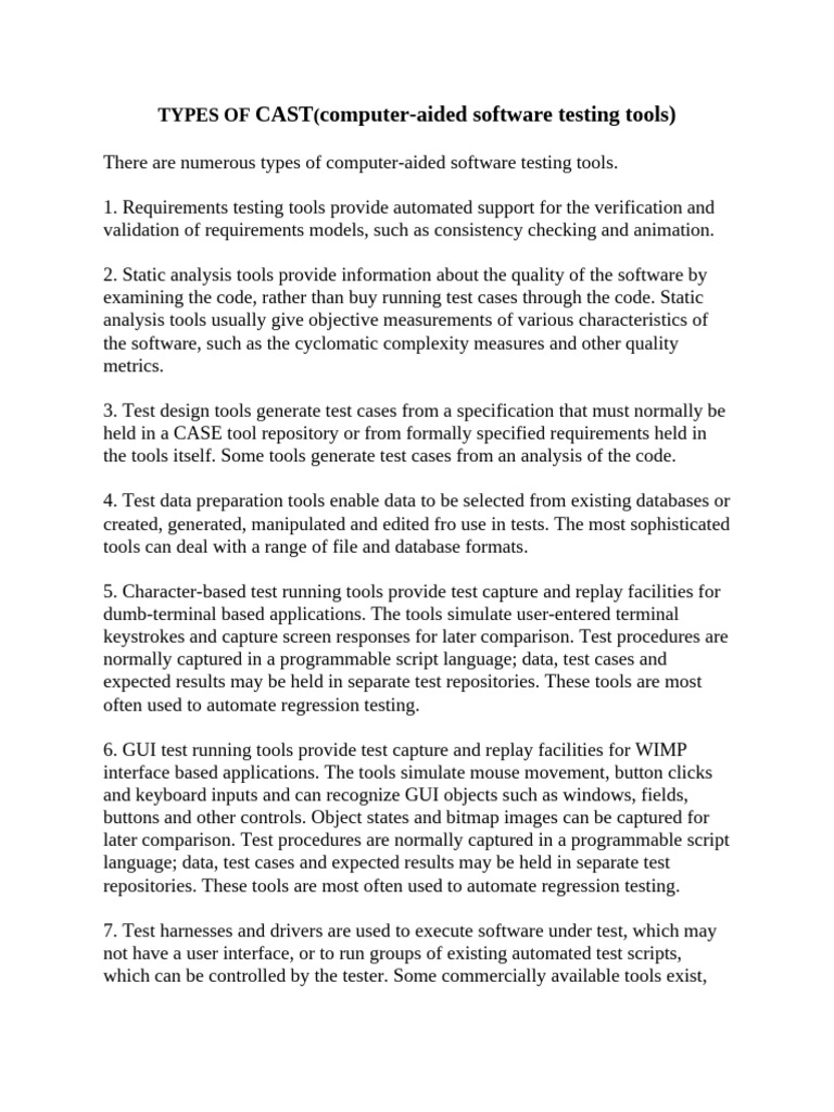 CAST Types | PDF | Software Testing | Graphical User Interfaces