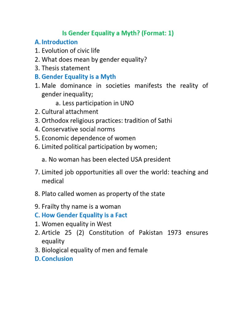 Gender Equality: Myth or Reality? | PDF