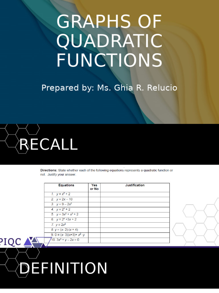 2425 - Graphs of Quadratic F. | PDF | Area | Mathematics