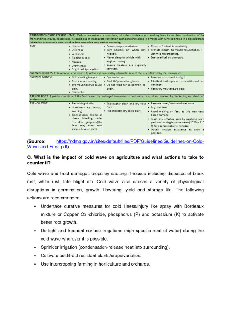 Cold Wave Safety Tips for Health & Agriculture | PDF | Agriculture ...