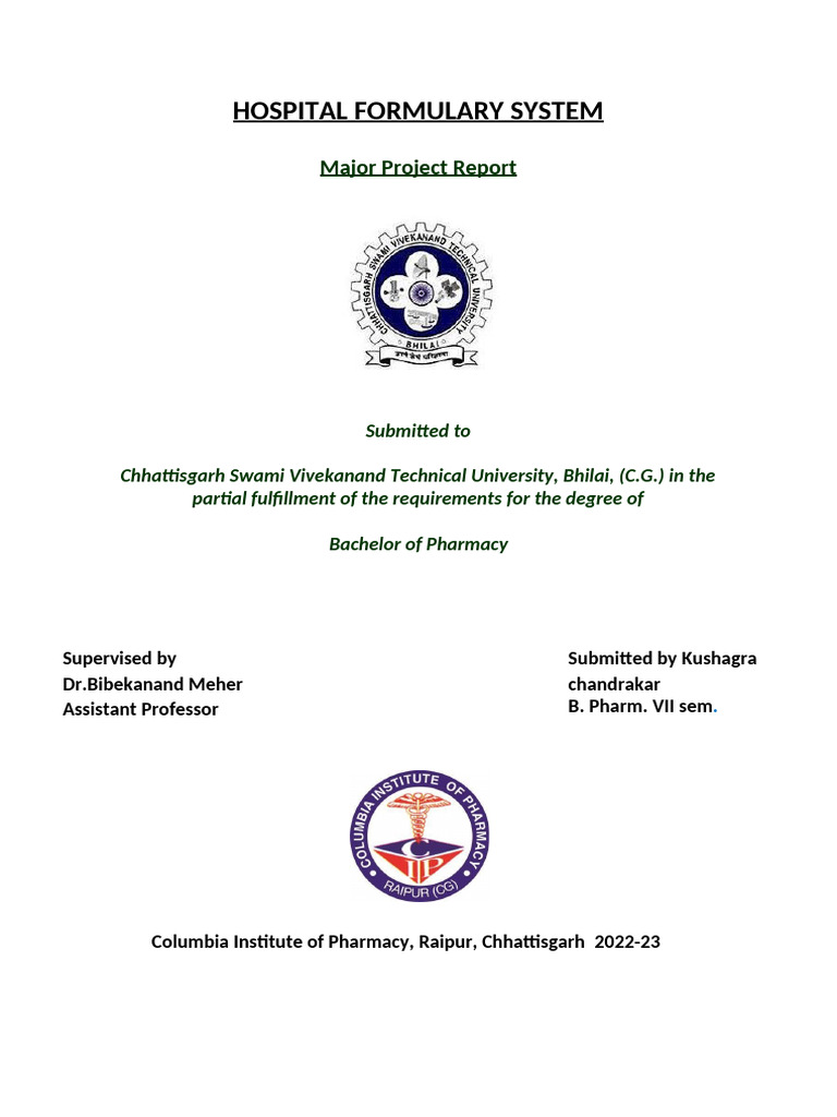 HOSPITAL FORMULARY SYSTEM | PDF | Thesis | Academic Degree