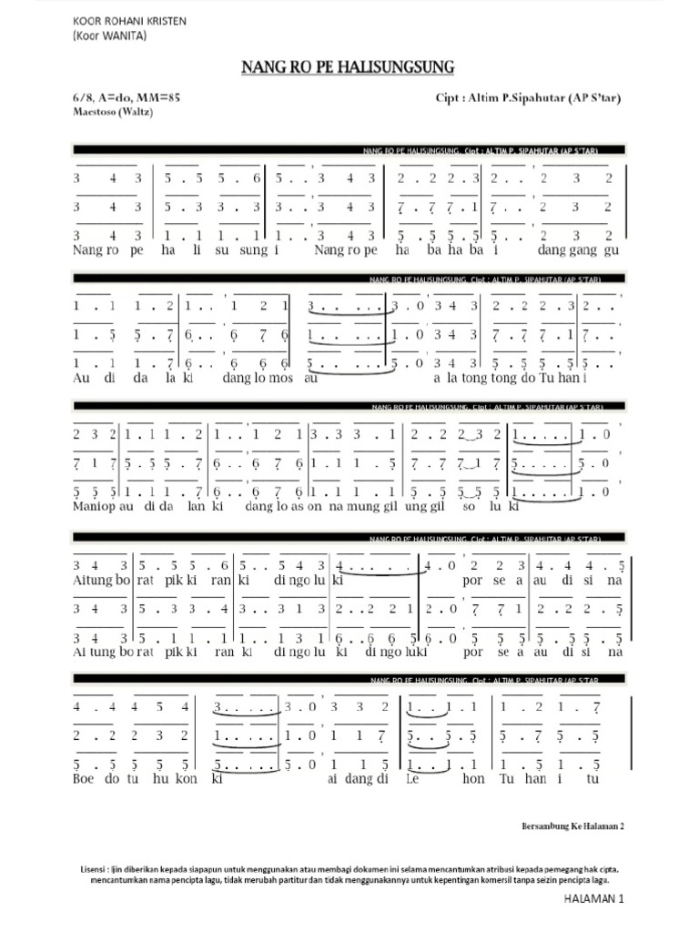 Teks Koor Nang Ro Pe Hali Sungsung | PDF