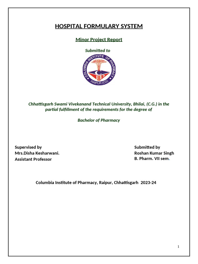 Hospital Formulary System-1 | PDF | Pharmacy | Medical Prescription