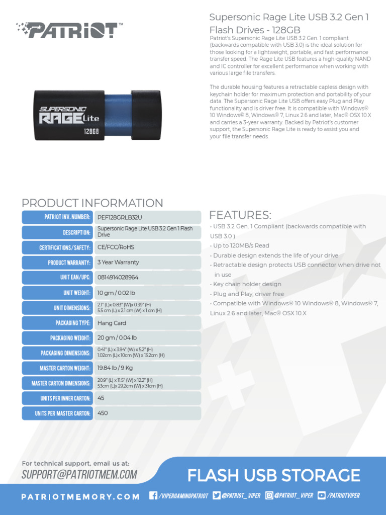 645a022eef4207577bdbd8bc PEF128GRLB32U Sku Sheet | PDF | Usb | Usb Flash Drive
