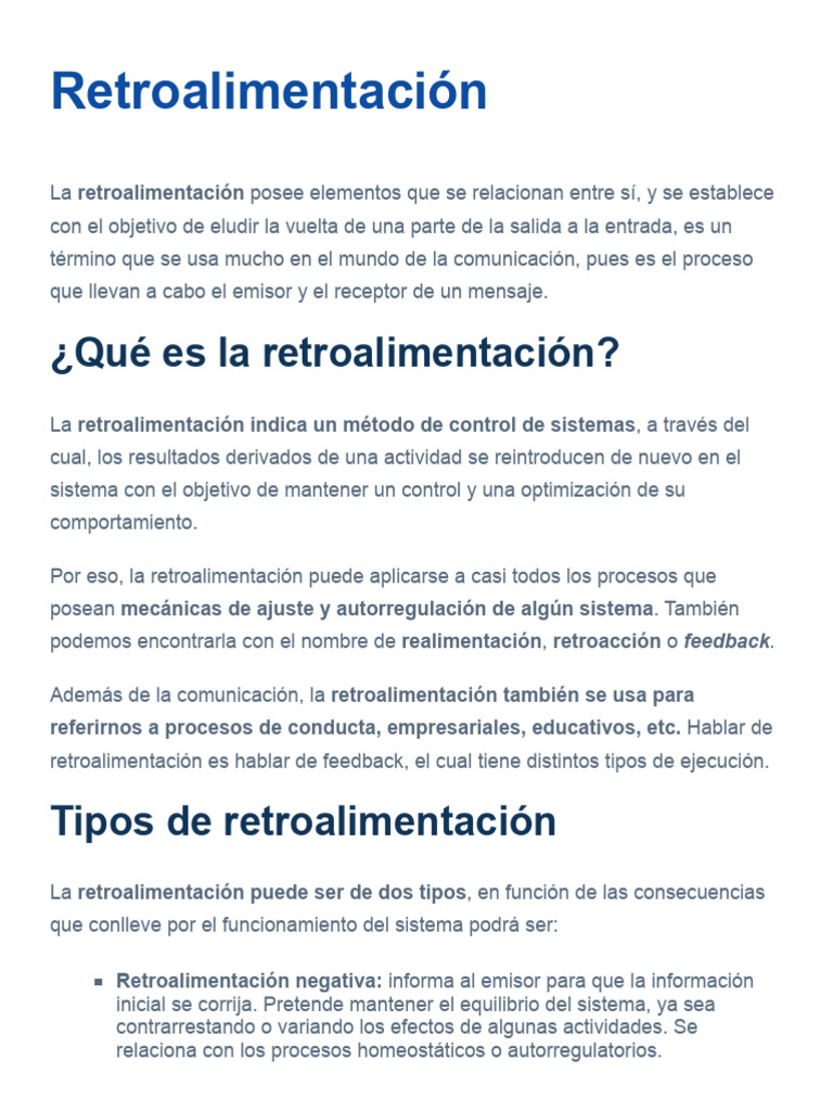 Tipos y Aplicaciones de Retroalimentación | PDF | Realimentación | Business