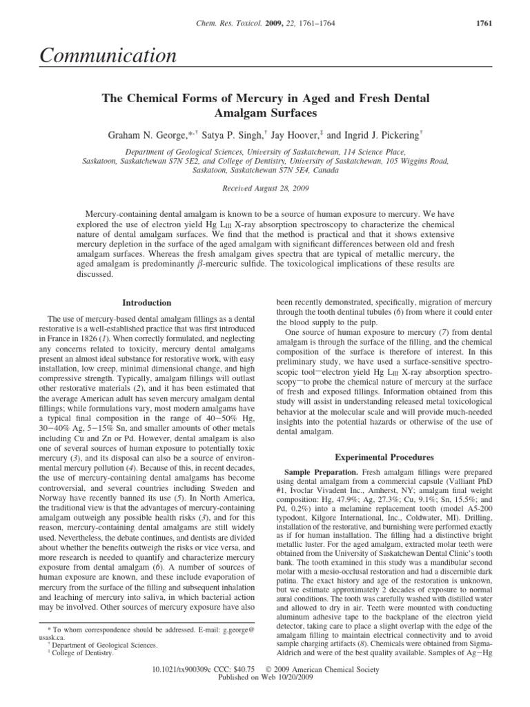 George Et Al 2009 The Chemical Forms of Mercury in Aged and Fresh ...