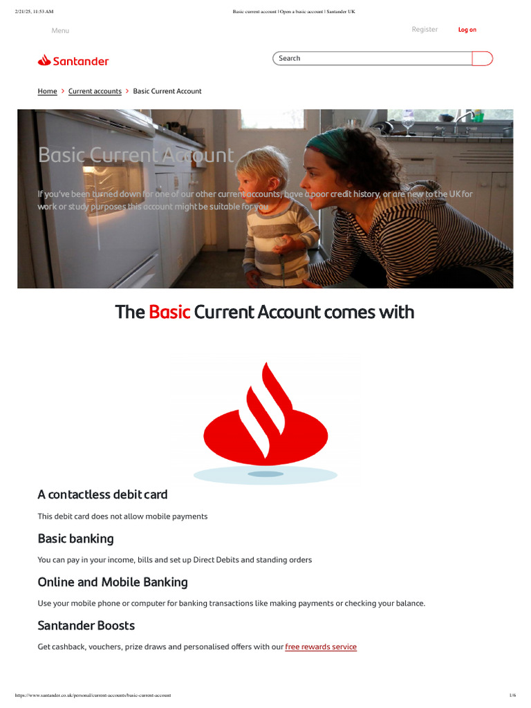 Basic Current Account - Open A Basic Account - Santander UK | PDF ...