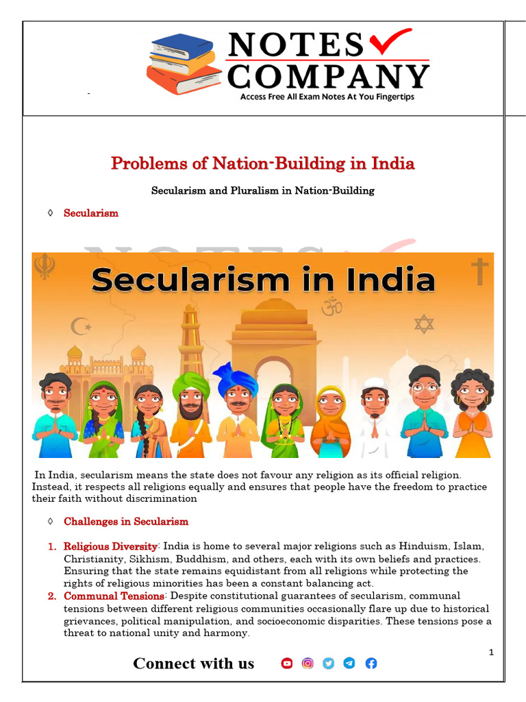Problems of Nation Building (Paper 2 Sociology | PDF | Secularism ...